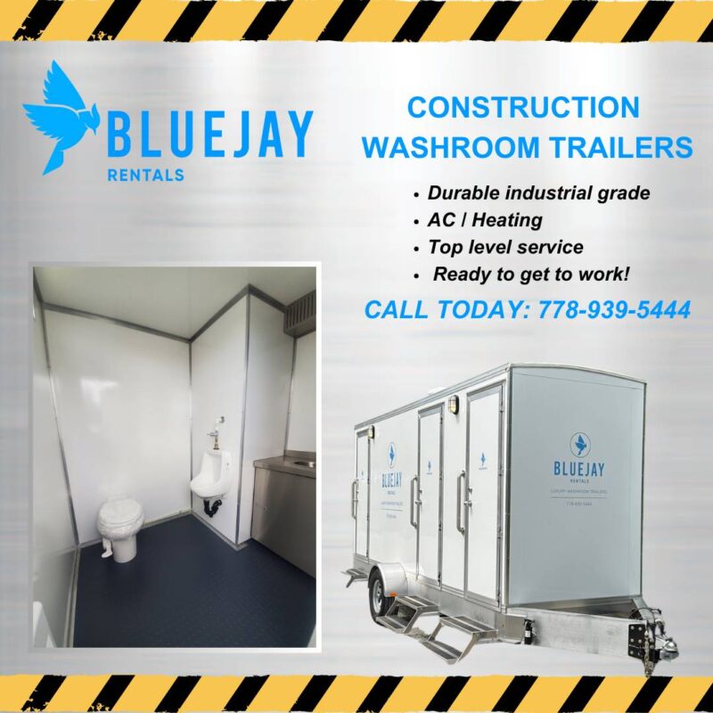 Construction Site Washroom Trailer Rentals - BlueJay Rentals Ltd